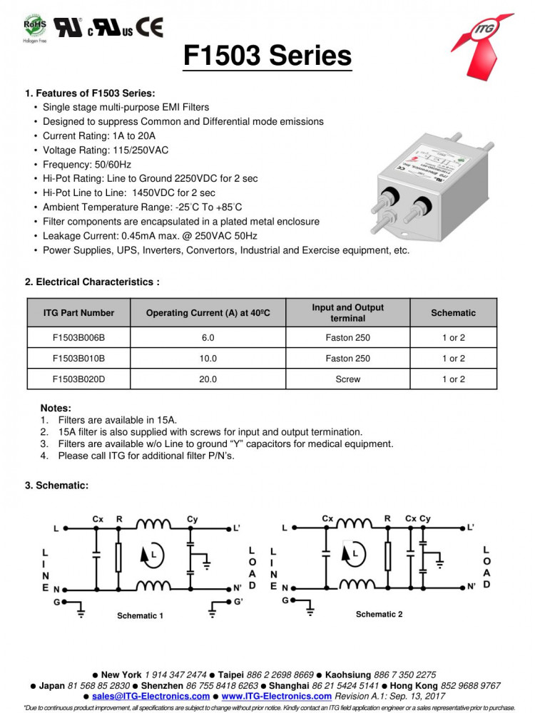 ITG F1503 Series document page 1