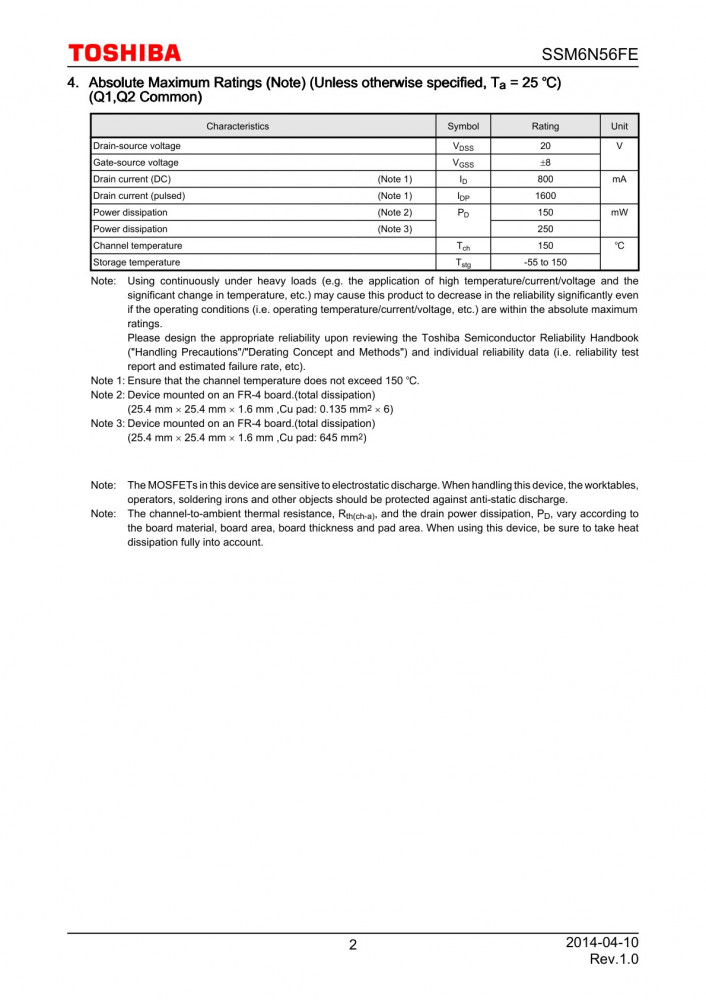 SSM6N56FE,LM datasheet page 2
