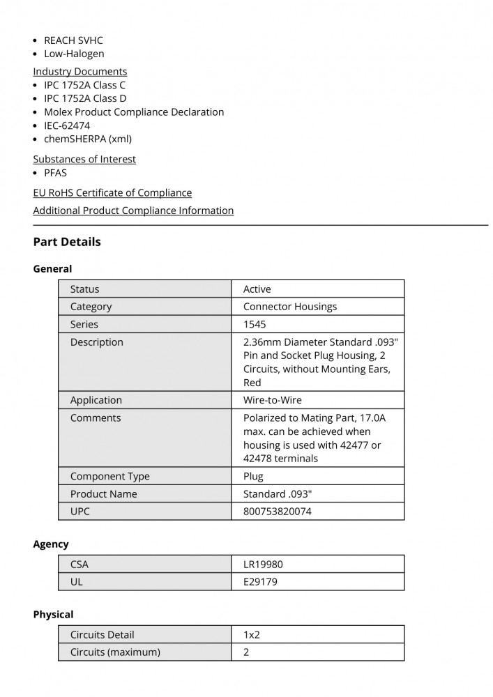 Molex .093 connector family document page 2