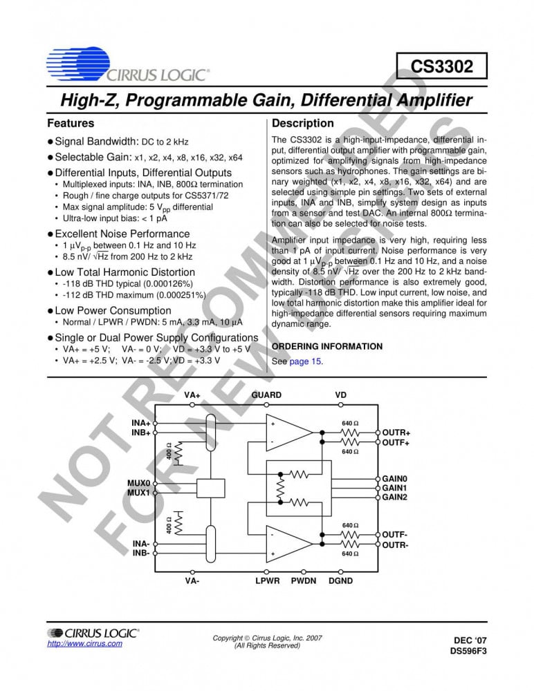 CS3302 datasheet page 1