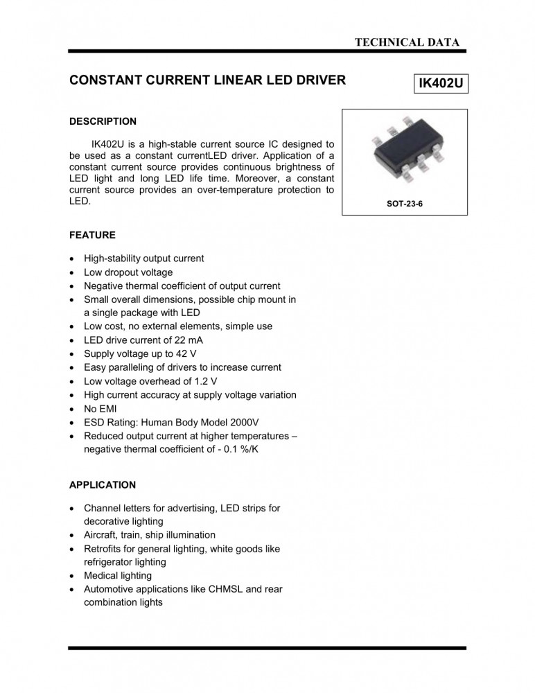 IK402U datasheet page 1