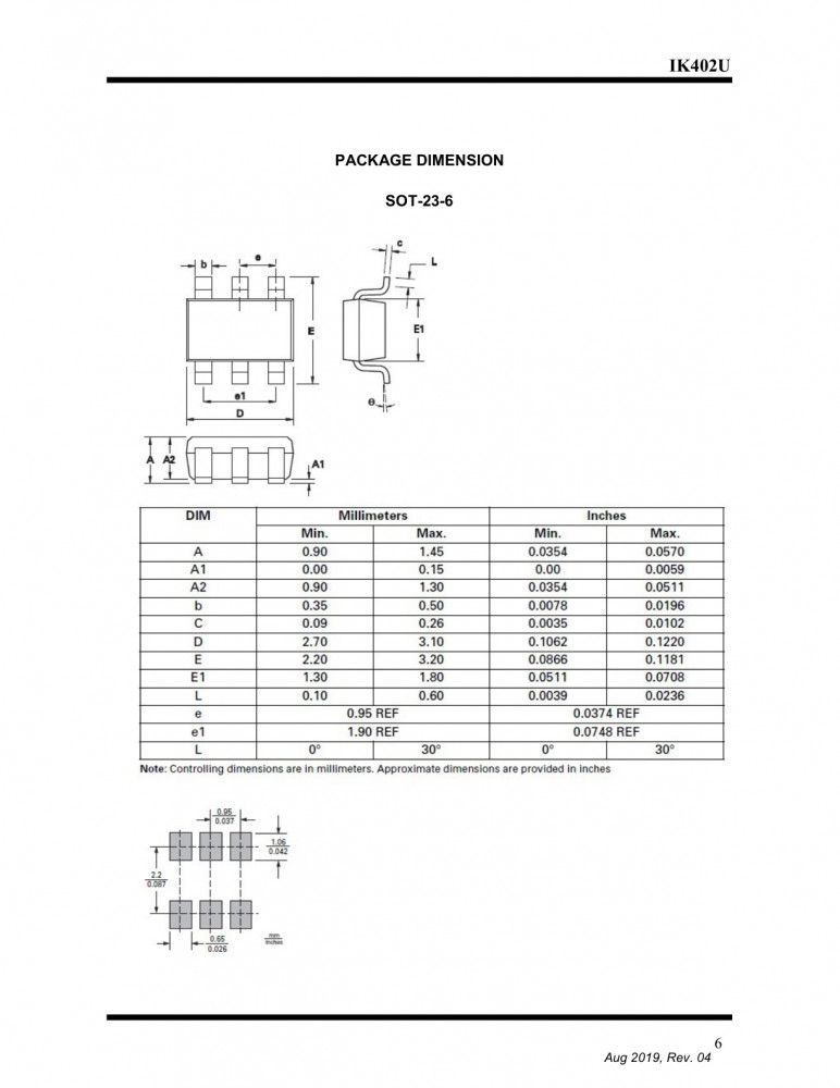 IK402U package dimensions