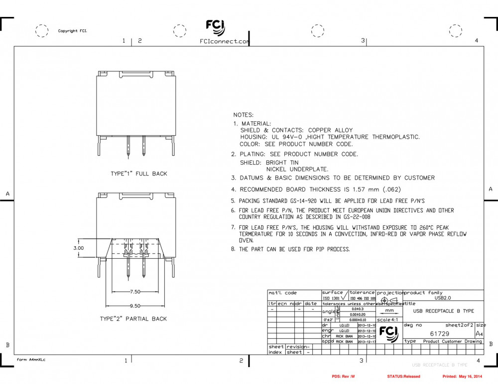 Amphenol 61729-0020RLF product drawing sheet 2