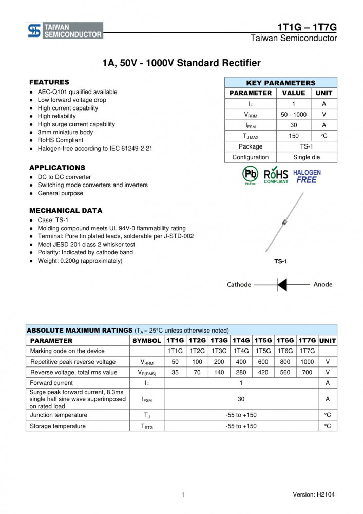 1T1G technical document page 1