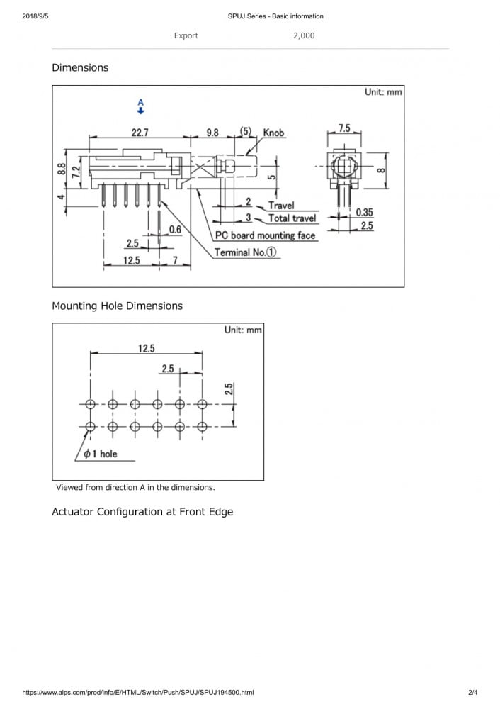 SPUJ194500 mounting hole dimensions