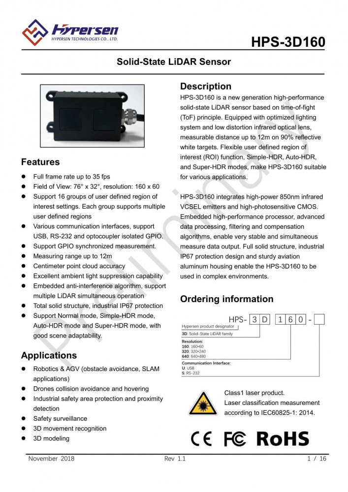 HPS-3D160 document page 1