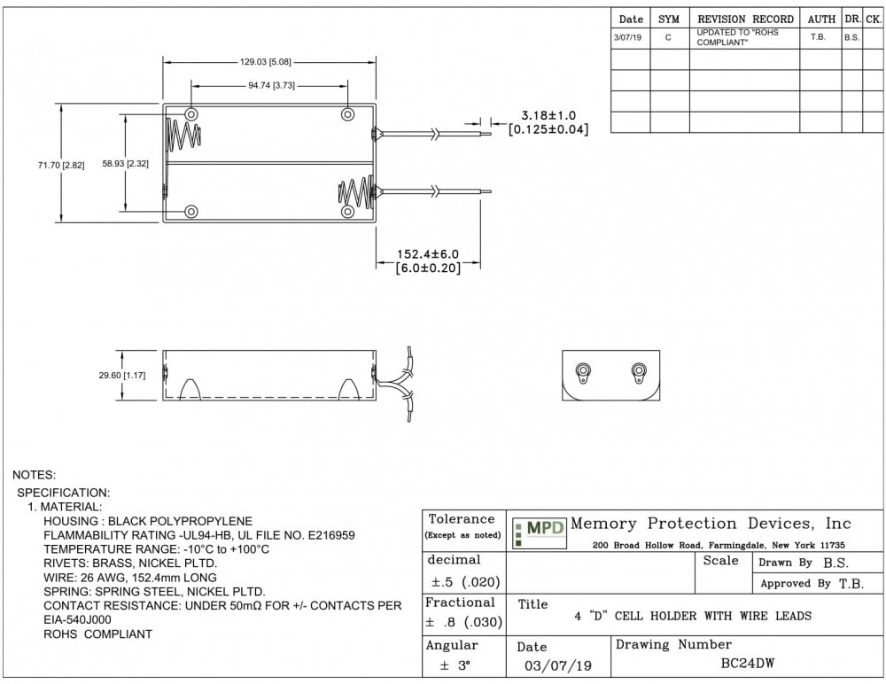 MPD BC24DW technical drawing