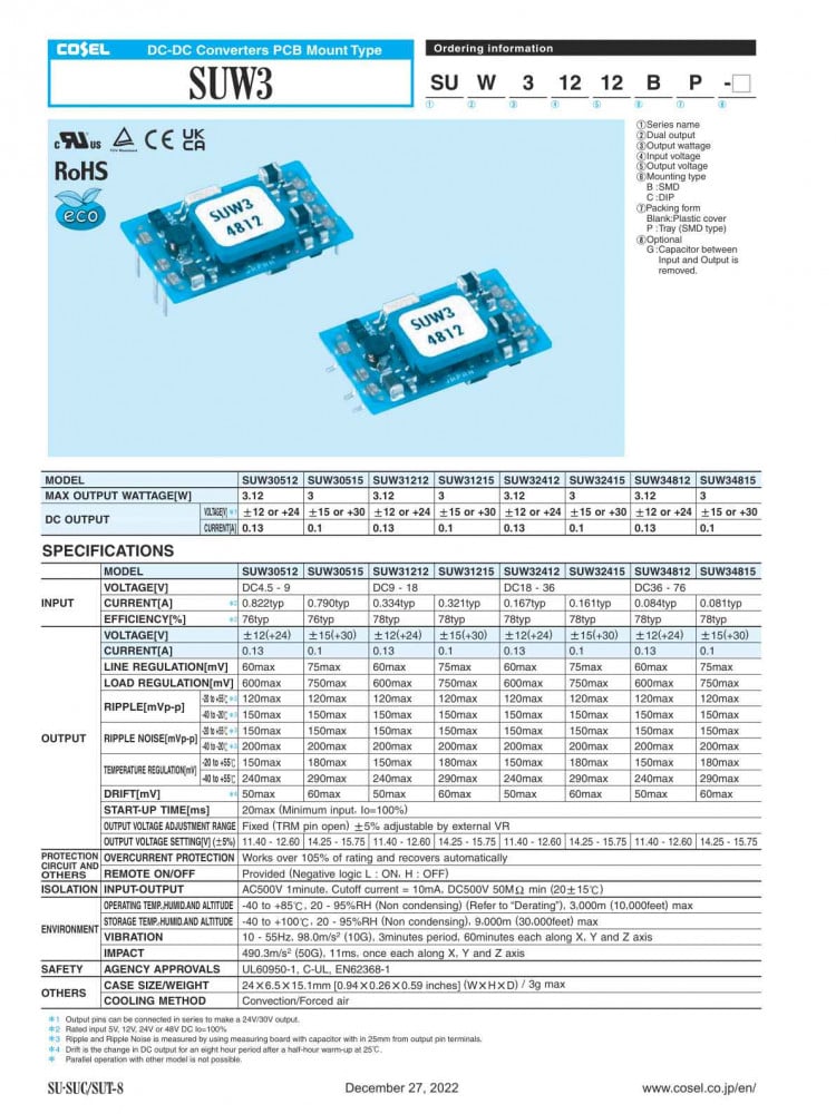 Cosel SUS series datasheet page 8