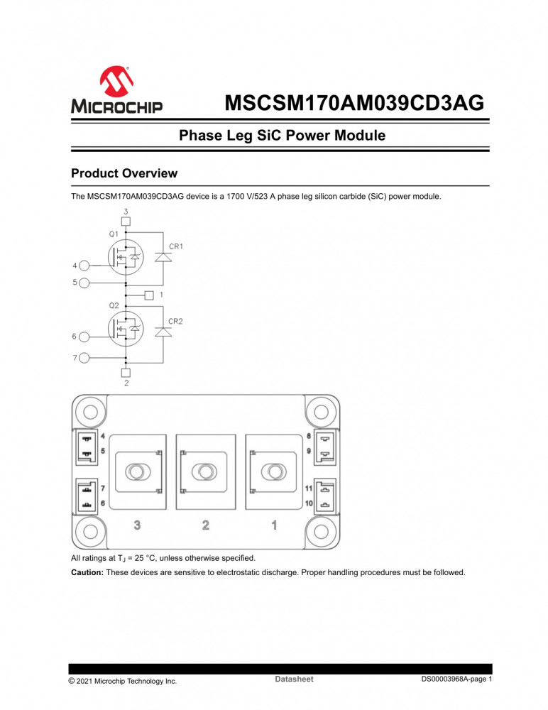 MSCSM170AM039CD3AG datasheet page 1
