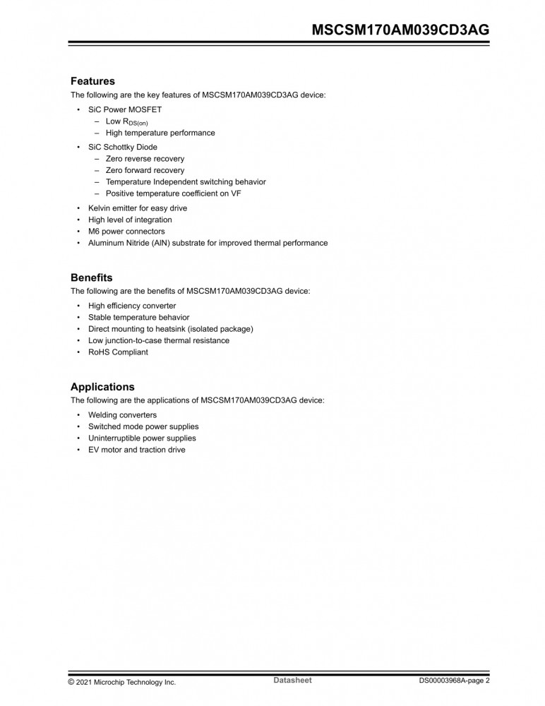 MSCSM170AM039CD3AG datasheet page 2