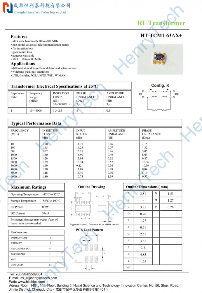 HT-TCM1-63AX+ technical document page