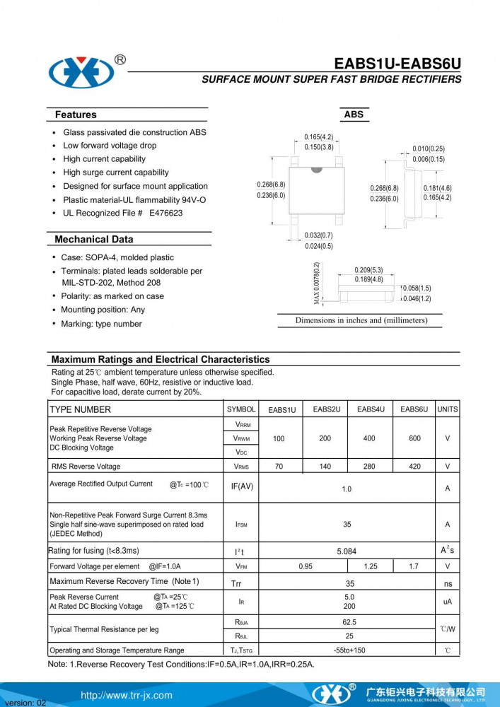 JUXING EABS6U datasheet page 1