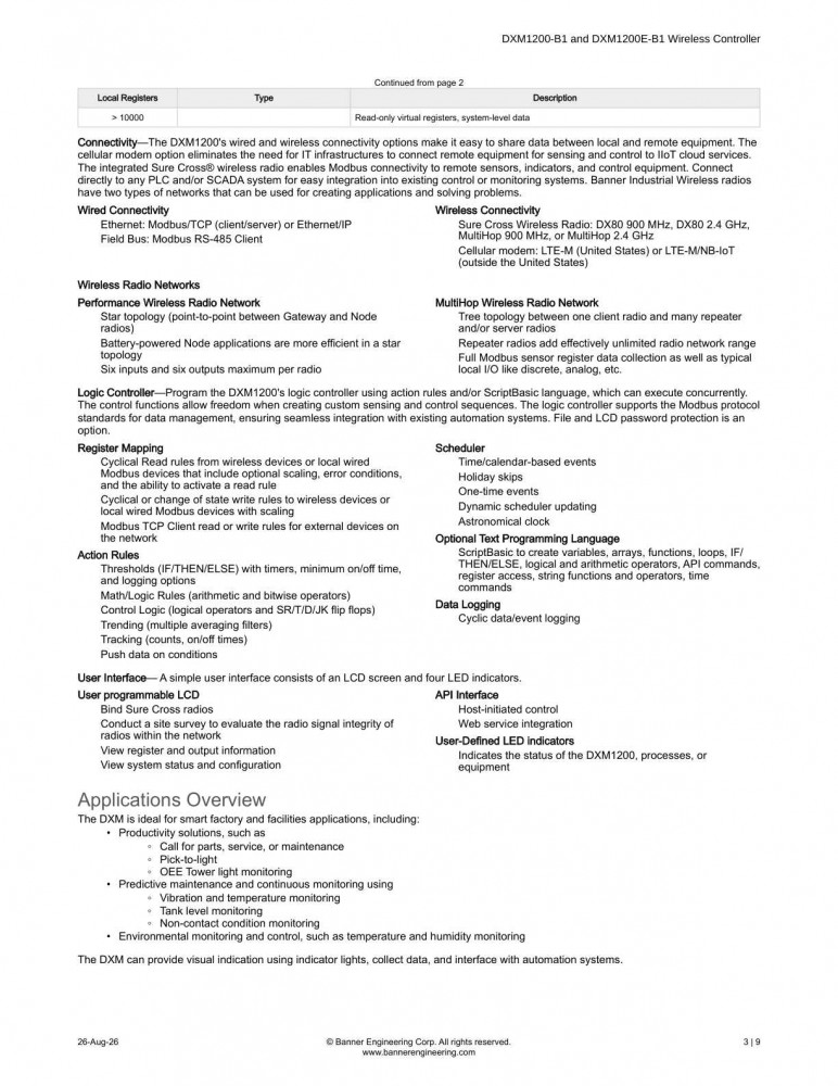 DXM1200 technical document page 3