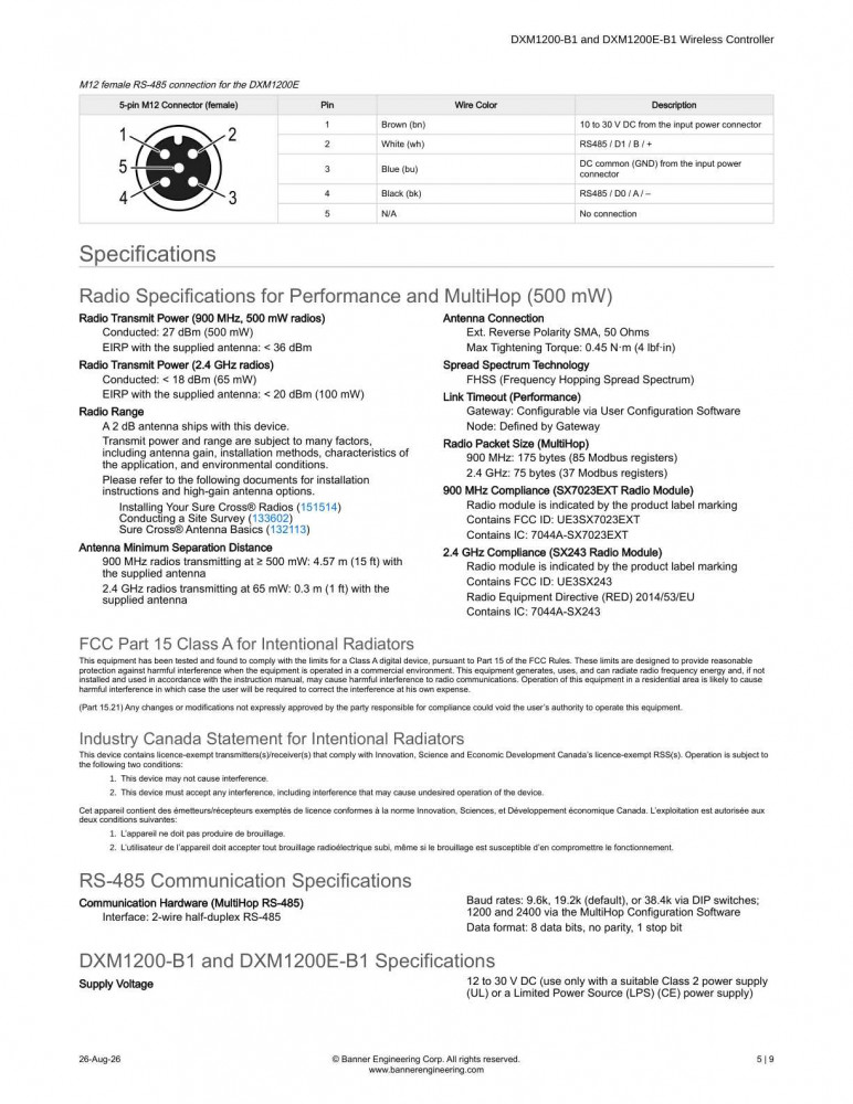 DXM1200 technical document page 5