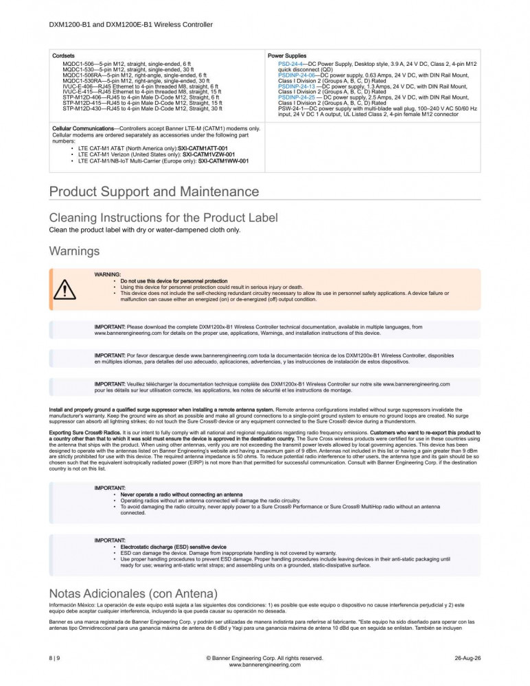 DXM1200 technical document page 8