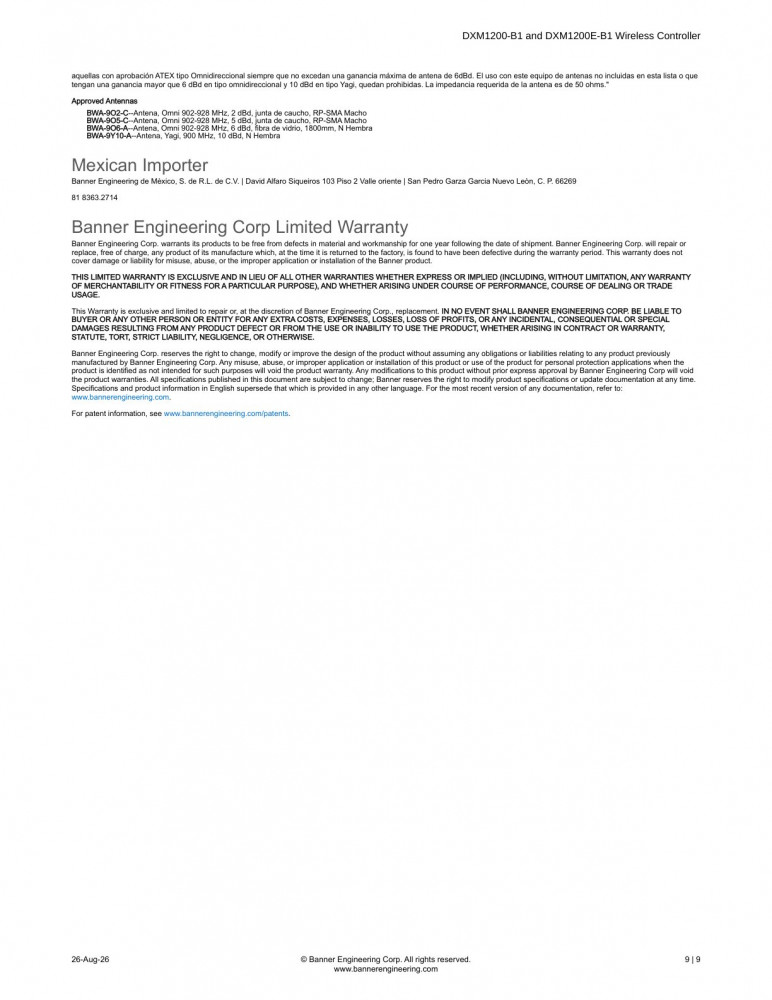 DXM1200 technical document page 9