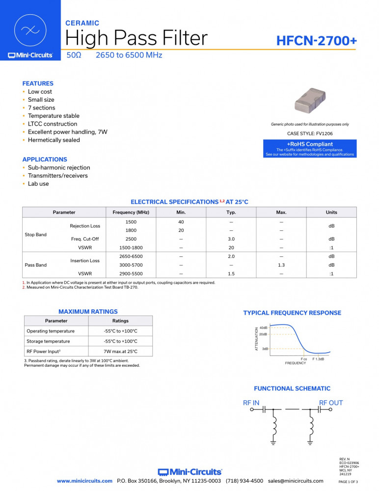 HFCN-2700+ technical document page 1