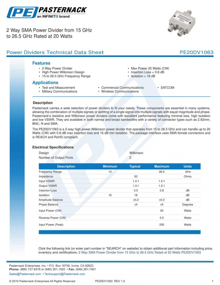 PE20DV1063 datasheet page 1