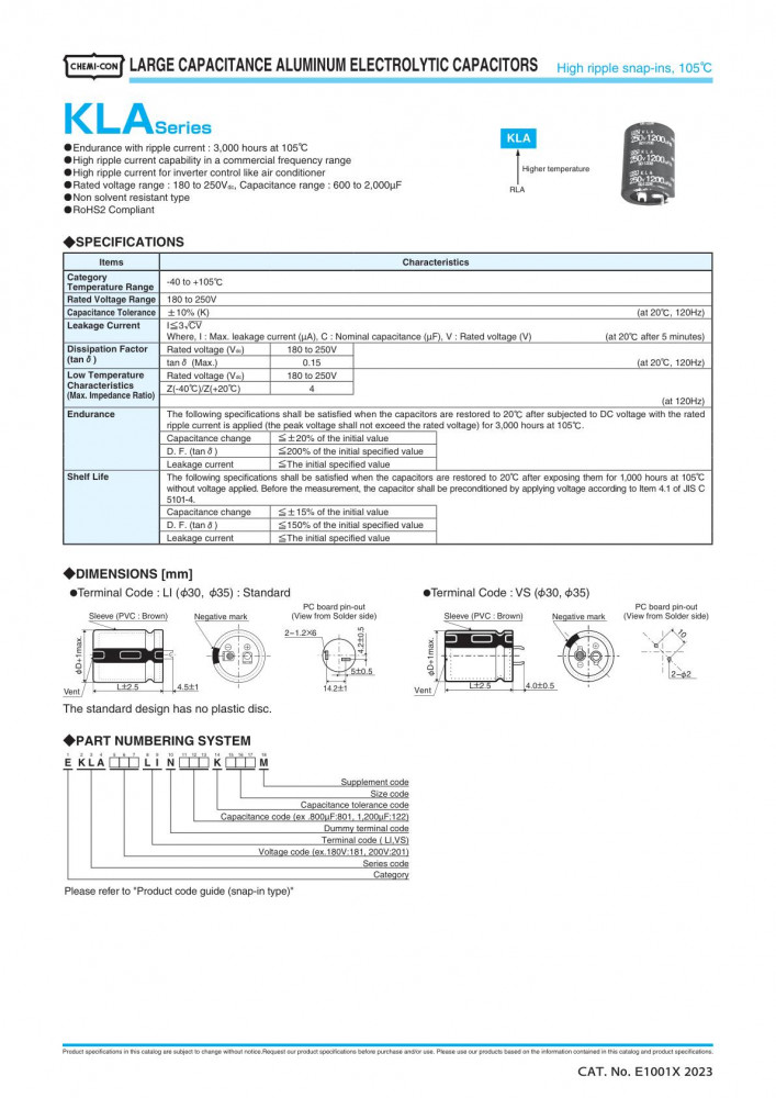 NCC KLA series product document, page 1