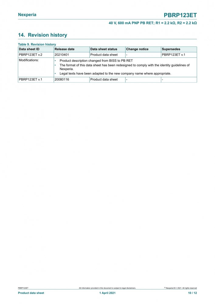 PBRP123ET datasheet page 10