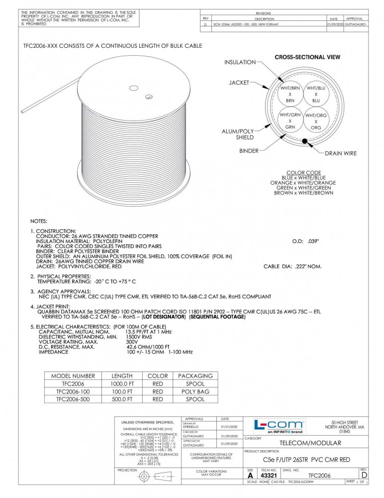 L-com TFC2006-500 technical drawing