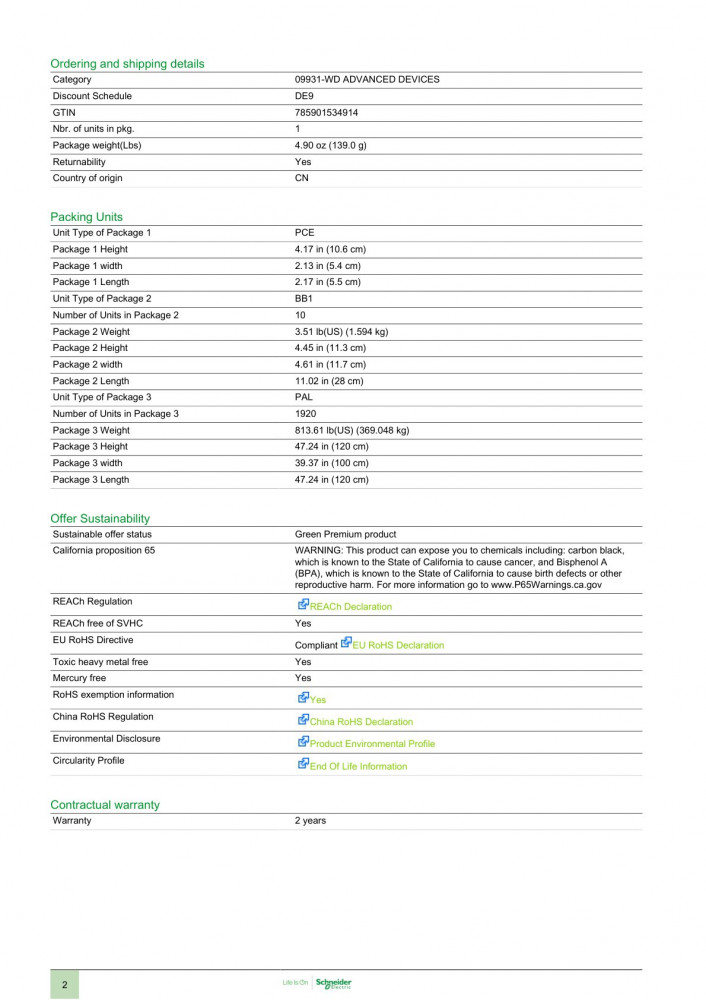 SQR22601WH technical document page 2