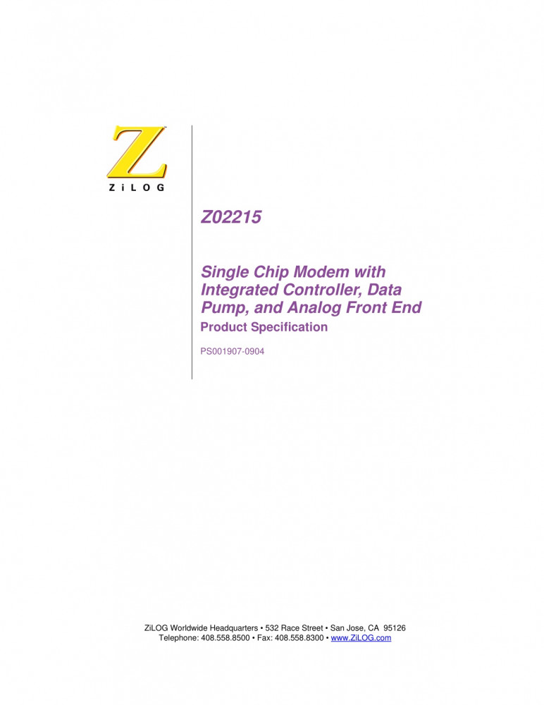 Z02215 datasheet page 1