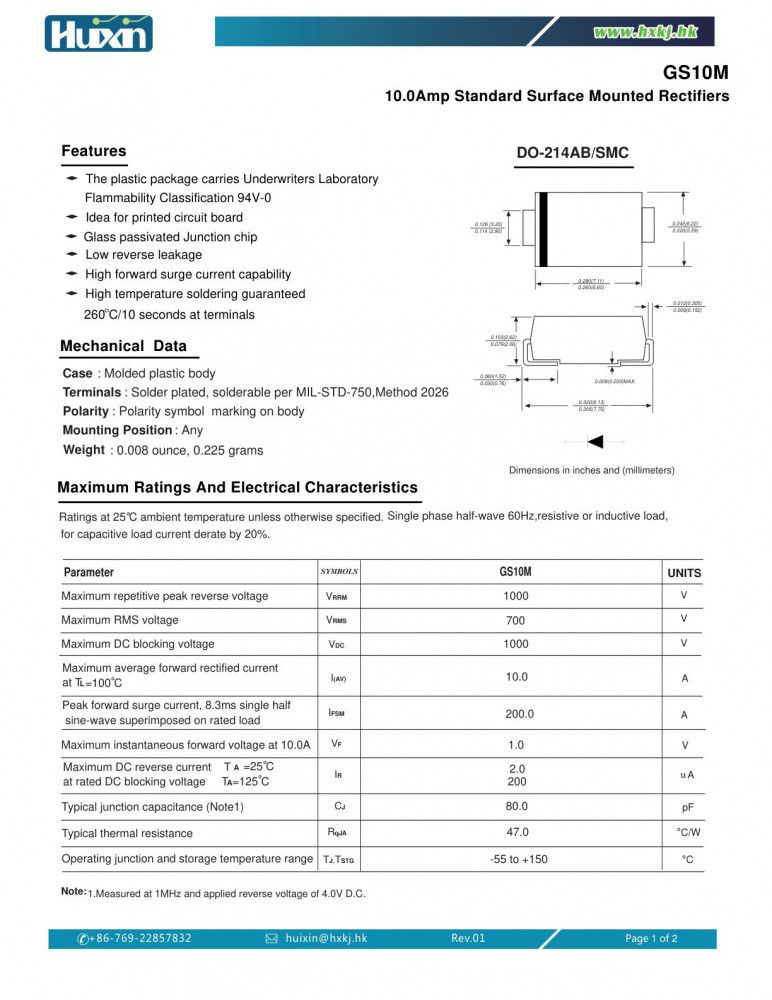 Huixin GS10M datasheet page 1