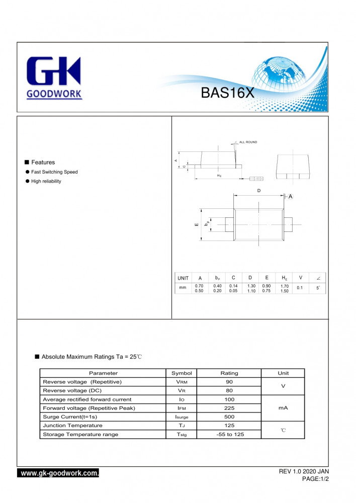 GOODWORK BAS16X technical document page 1