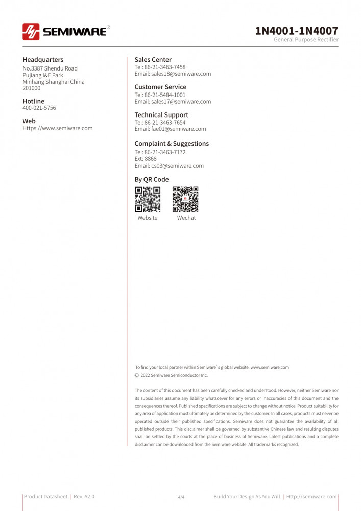SEMIWARE 1N4007 datasheet page 4