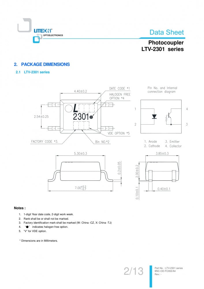 LTV2301GB-V-G datasheet page 2