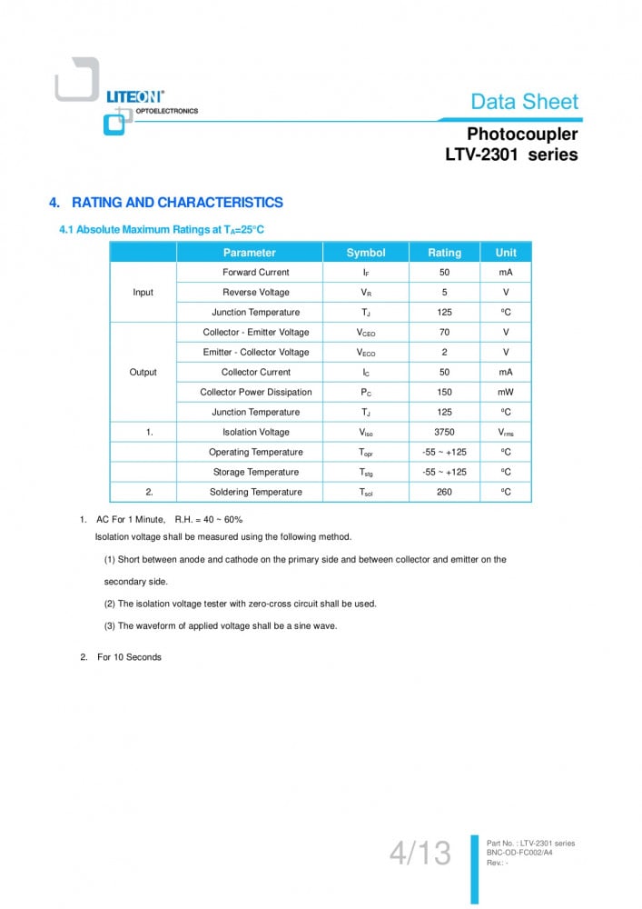LTV2301GB-V-G datasheet page 4