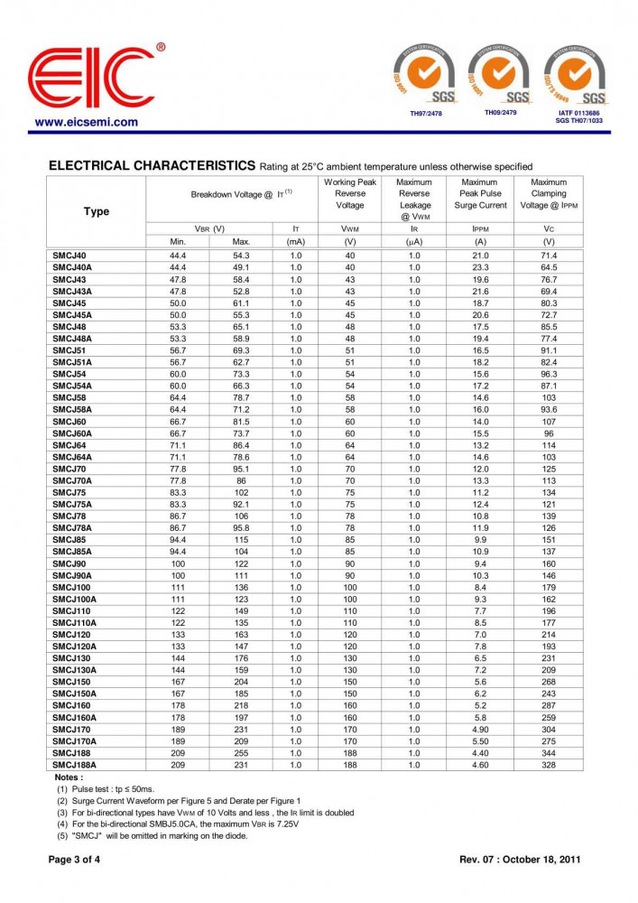 EIC SMCJ series datasheet page 3