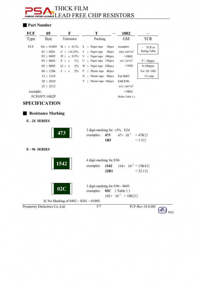 PSA FCF series datasheet page 4