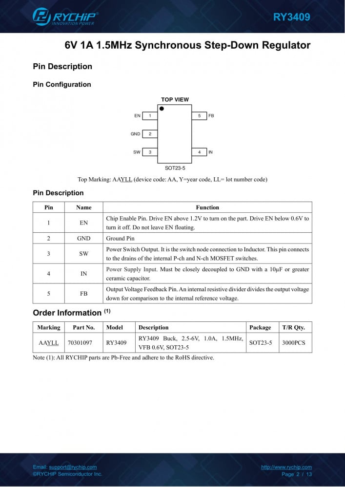 RY3409 datasheet page 2