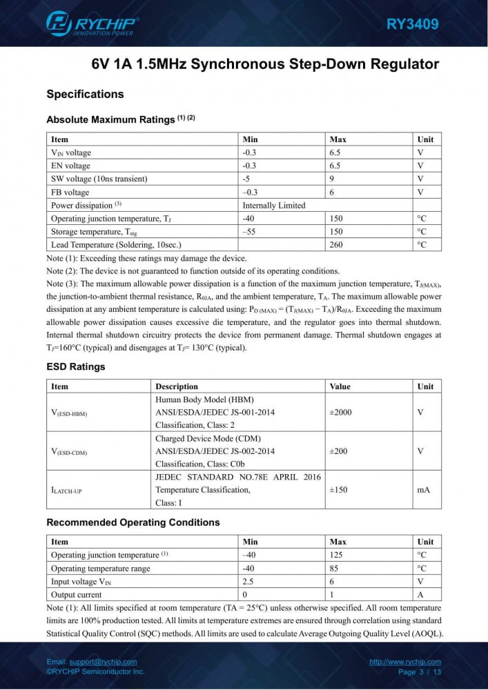 RY3409 datasheet page 3