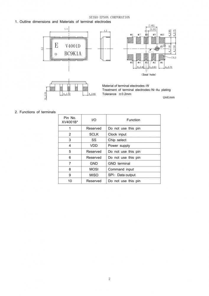 XV4001BD specification page 3