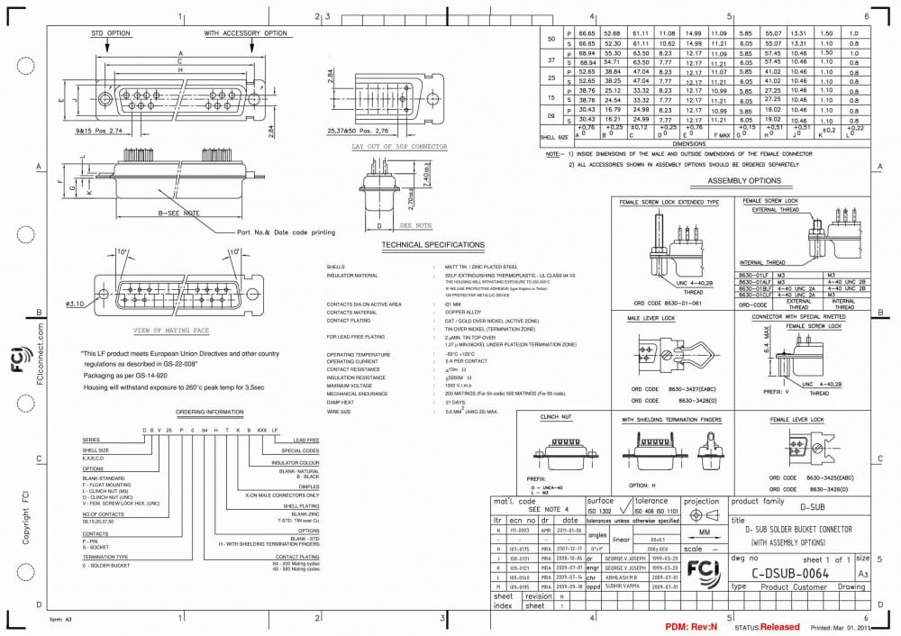 DA15P064TXLF technical drawing preview