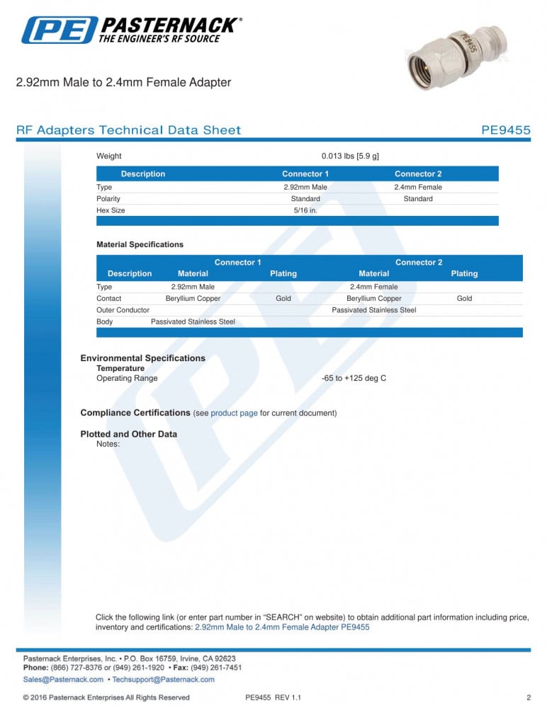 PE9455 technical document page 2