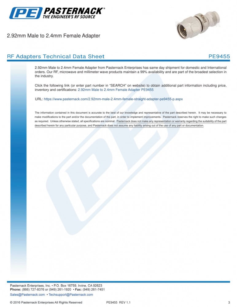 PE9455 technical document page 3