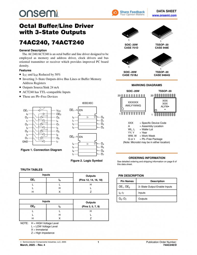 74ACT240 datasheet preview page 1