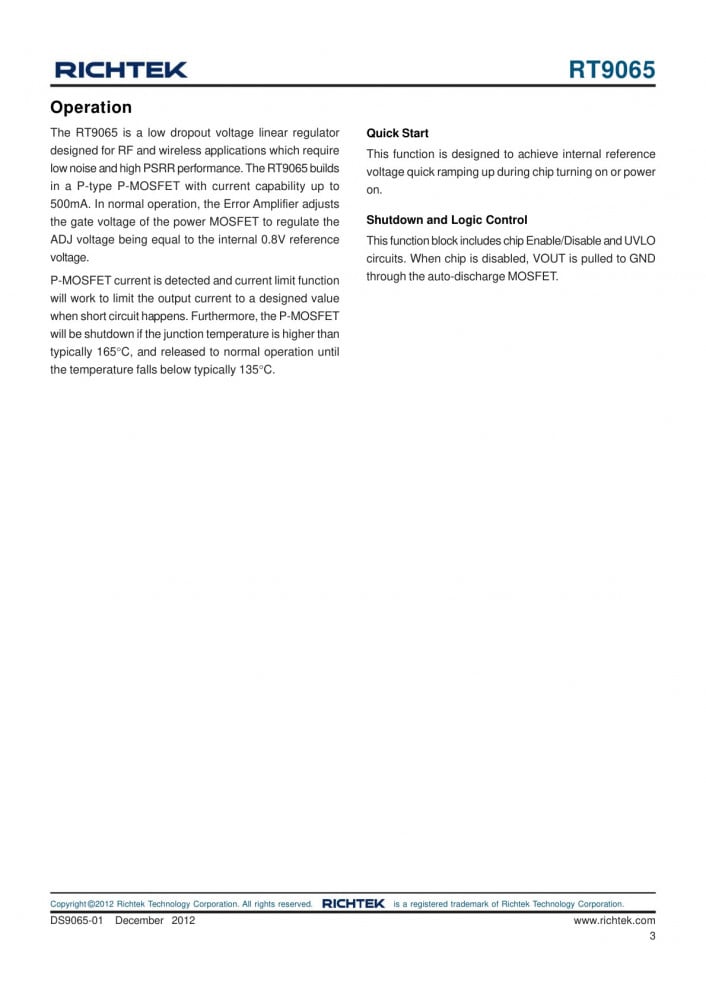 RT9065GE datasheet page 3