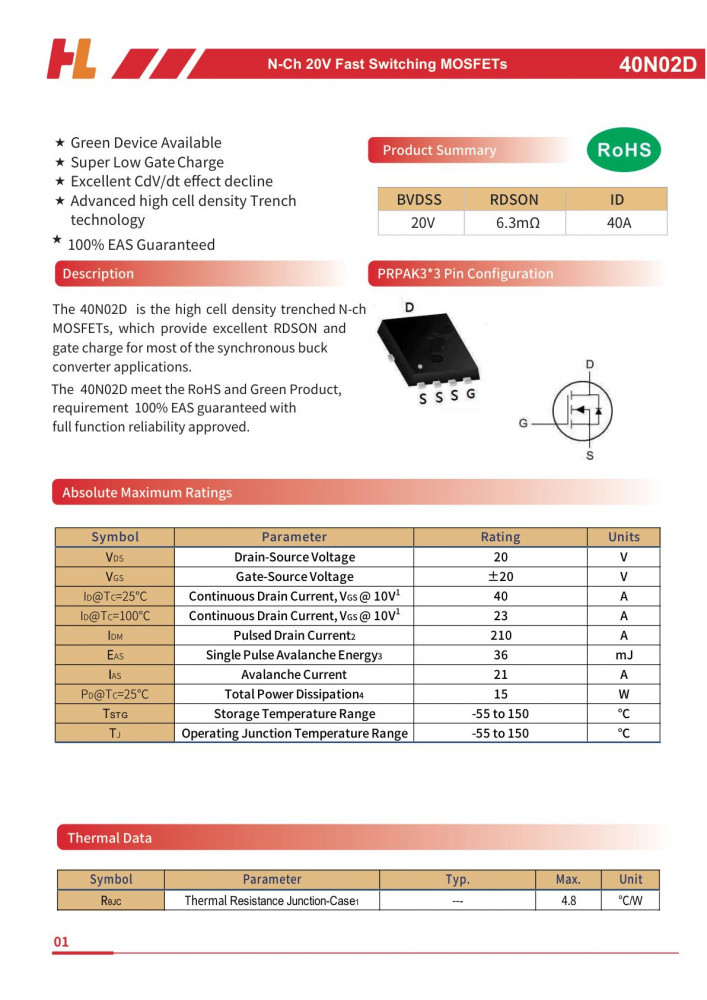 40N02D datasheet page 1