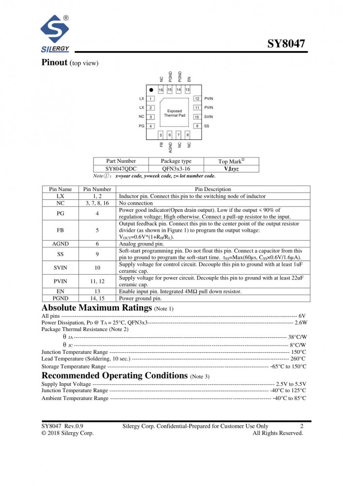 SY8047QDC datasheet page 2