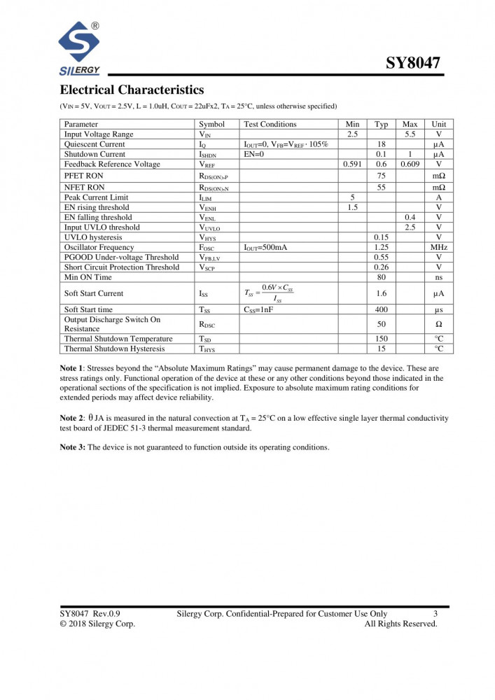 SY8047QDC datasheet page 3
