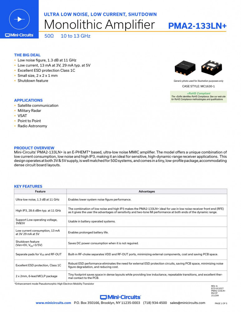 PMA2-133LN+ datasheet page 1