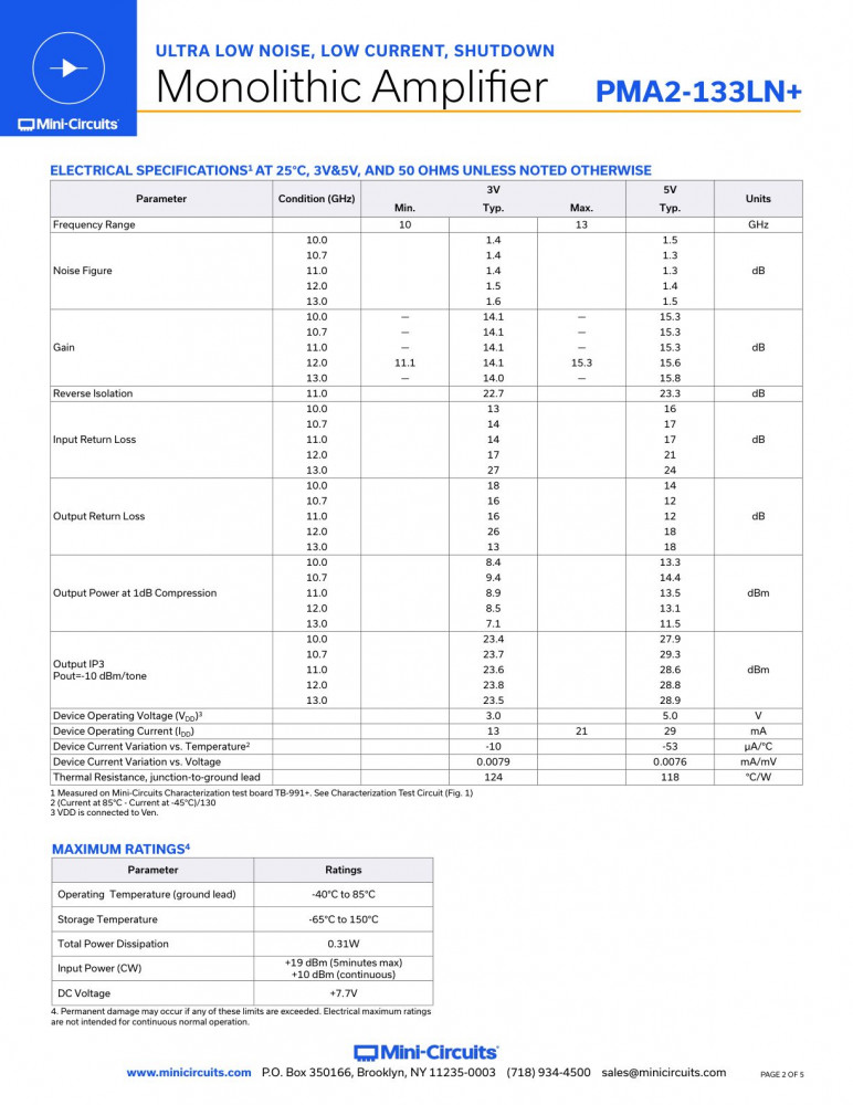 PMA2-133LN+ datasheet page 2