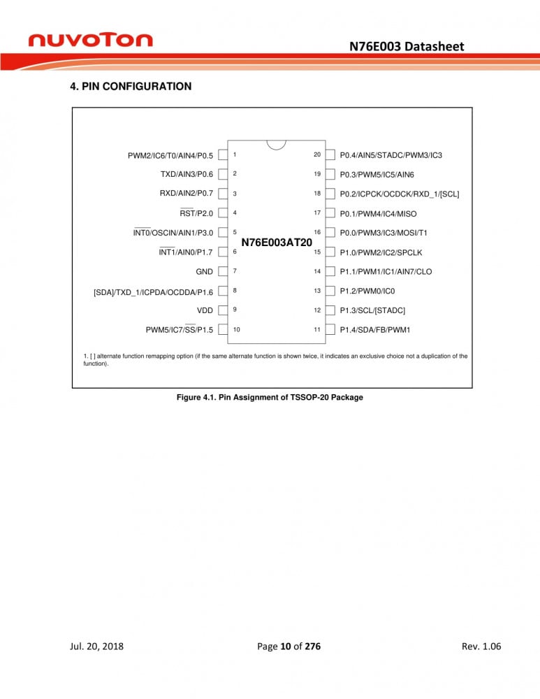 N76E003 datasheet page 10