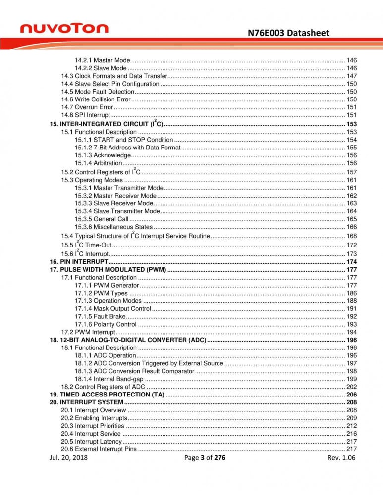 N76E003 datasheet page 3
