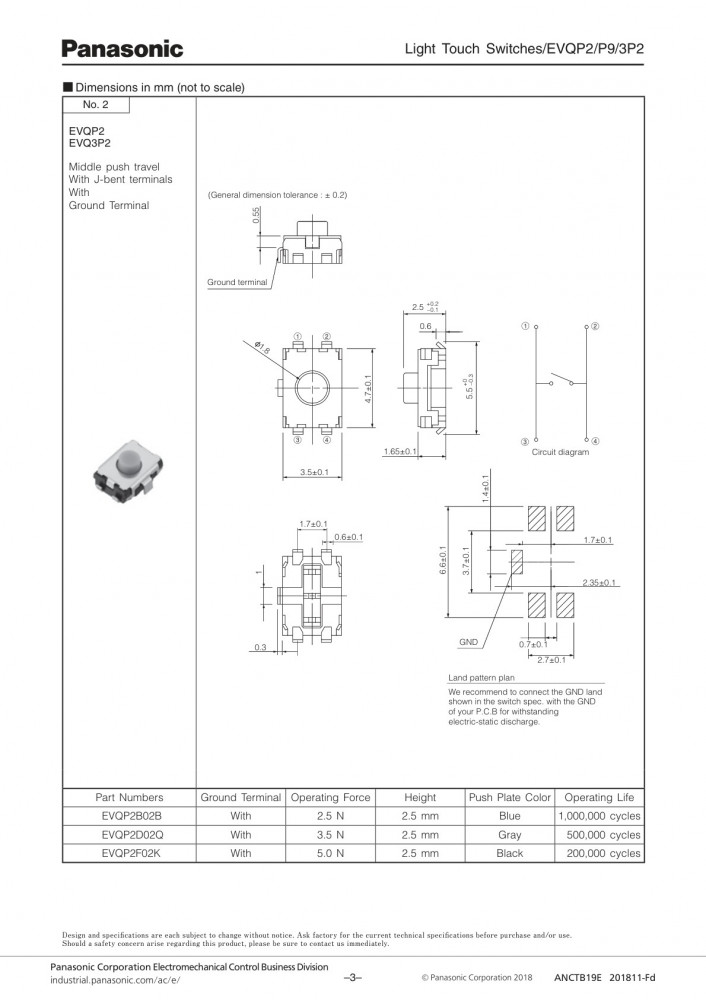 PANASONIC EVQP2K02Q technical document page 3